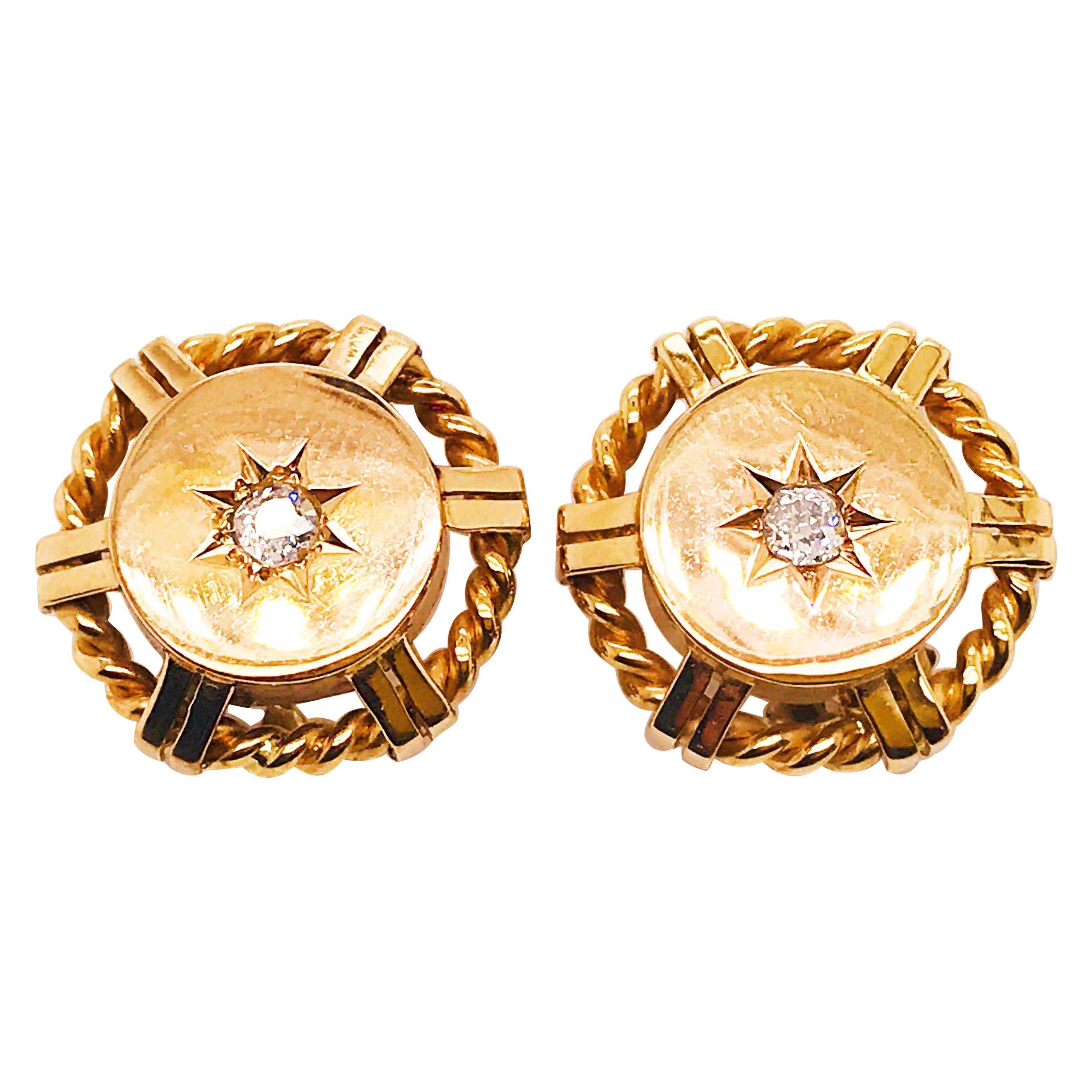 Old Mine Cushion Shape Diamond Stud Earrings, circa 1920 For Sale at ...