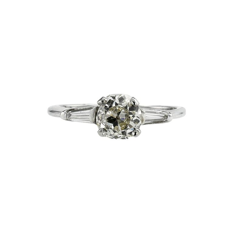 Old Mine Cut Diamond Solitaire Engagement Ring For Sale at 1stDibs