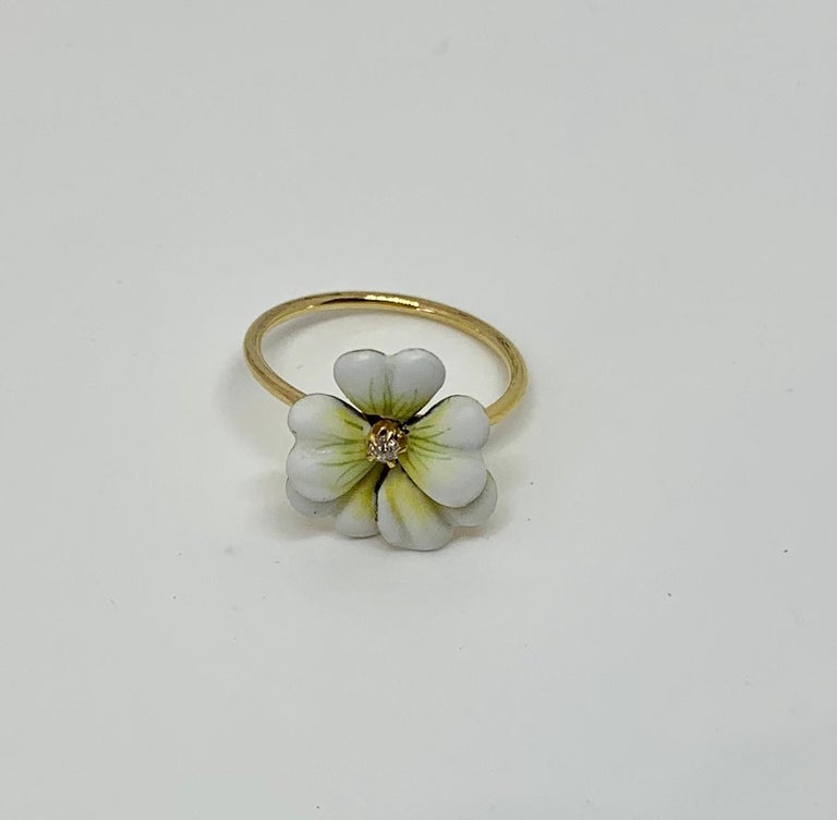 Old Mine Diamond Enamel Pansy Flower Ring Antique Victorian 14 Karat ...