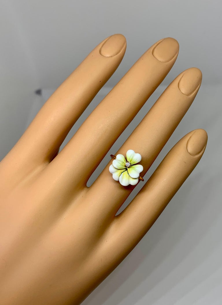 Old Mine Diamond Enamel Pansy Flower Ring Antique Victorian 14 Karat ...
