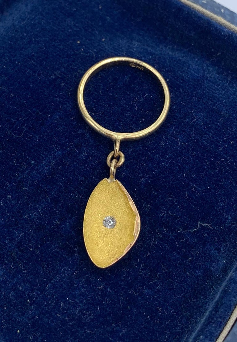 Old Mine Diamond Oyster Charm Ring Antique 14 Karat Gold For Sale at ...