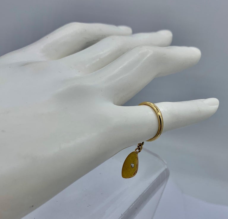 Old Mine Diamond Oyster Charm Ring Antique 14 Karat Gold For Sale at ...