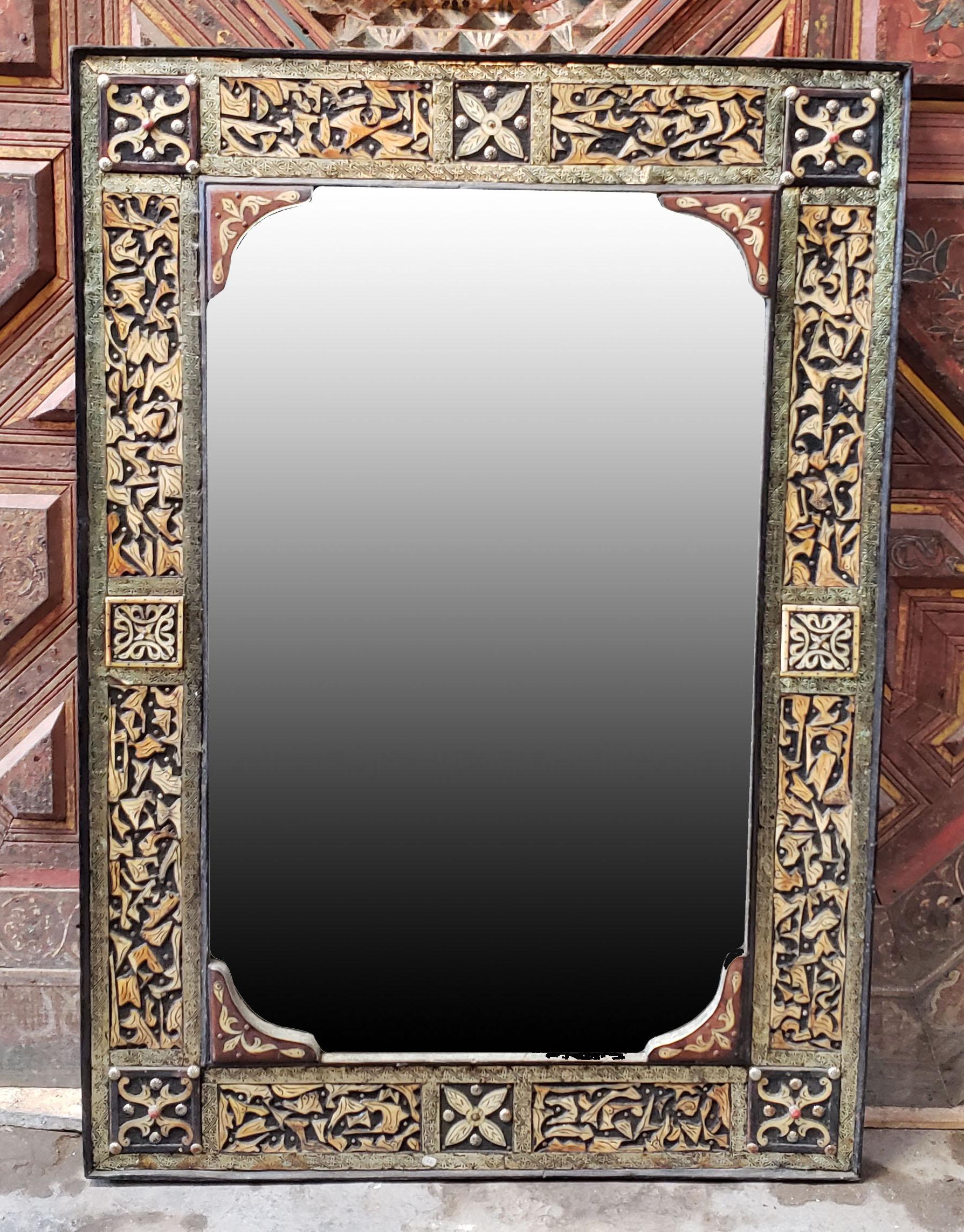 Old Moroccan Rectangular Camel Bone Mirror, MD2 at 1stDibs