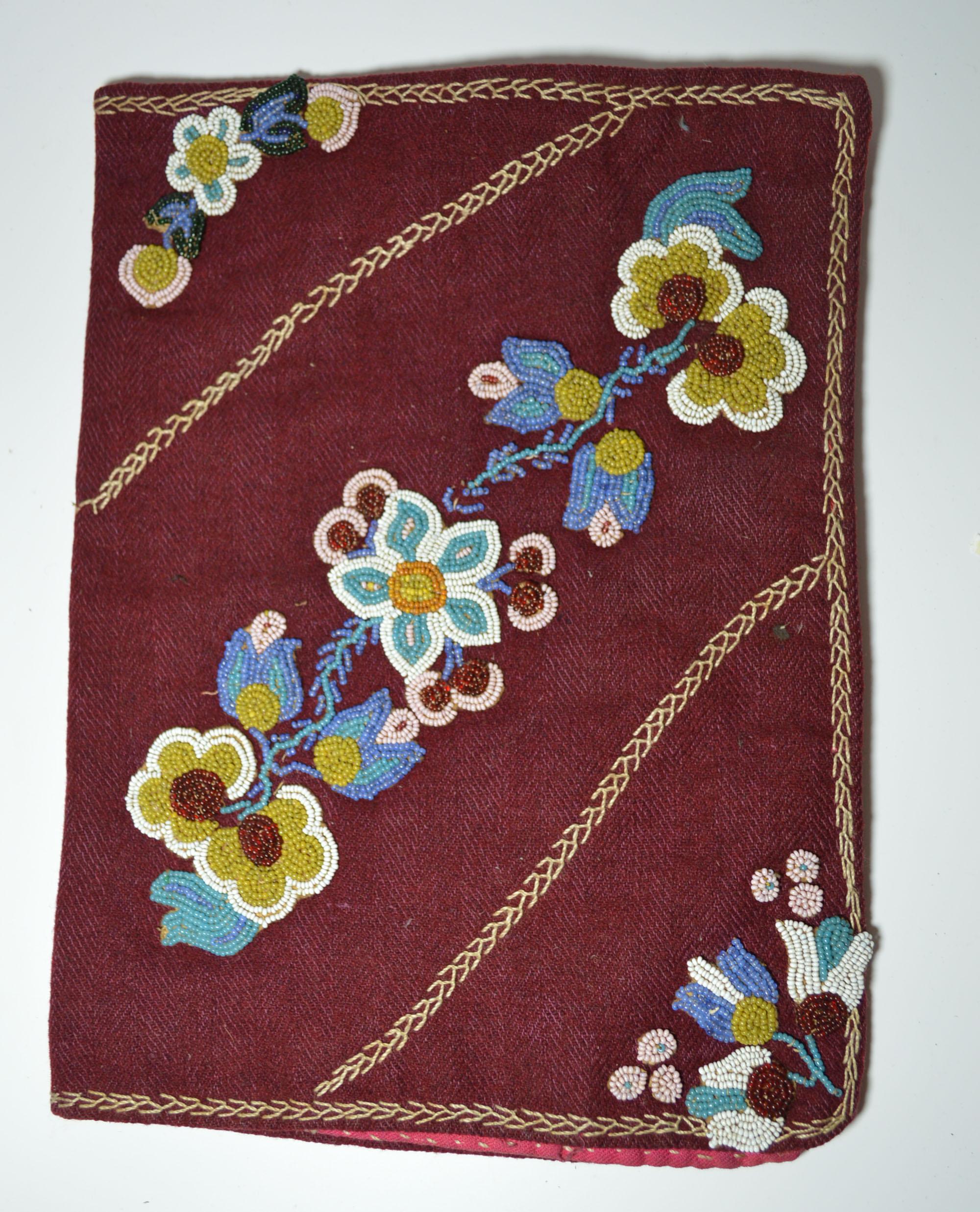 Old Native American Indian Woodlands Beaded Book Bible Cover at 1stDibs