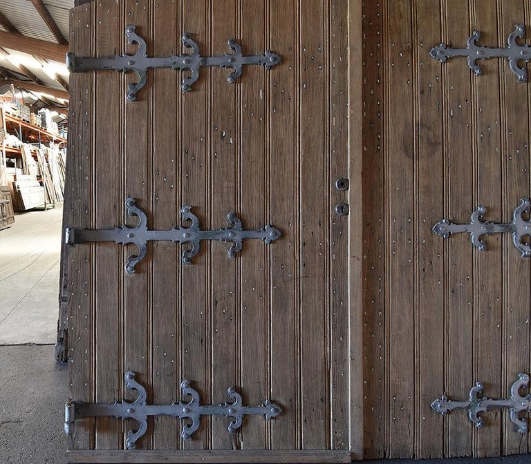 Old Oak Gate with Wrought Iron Hinges 19th Century For Sale at 1stDibs