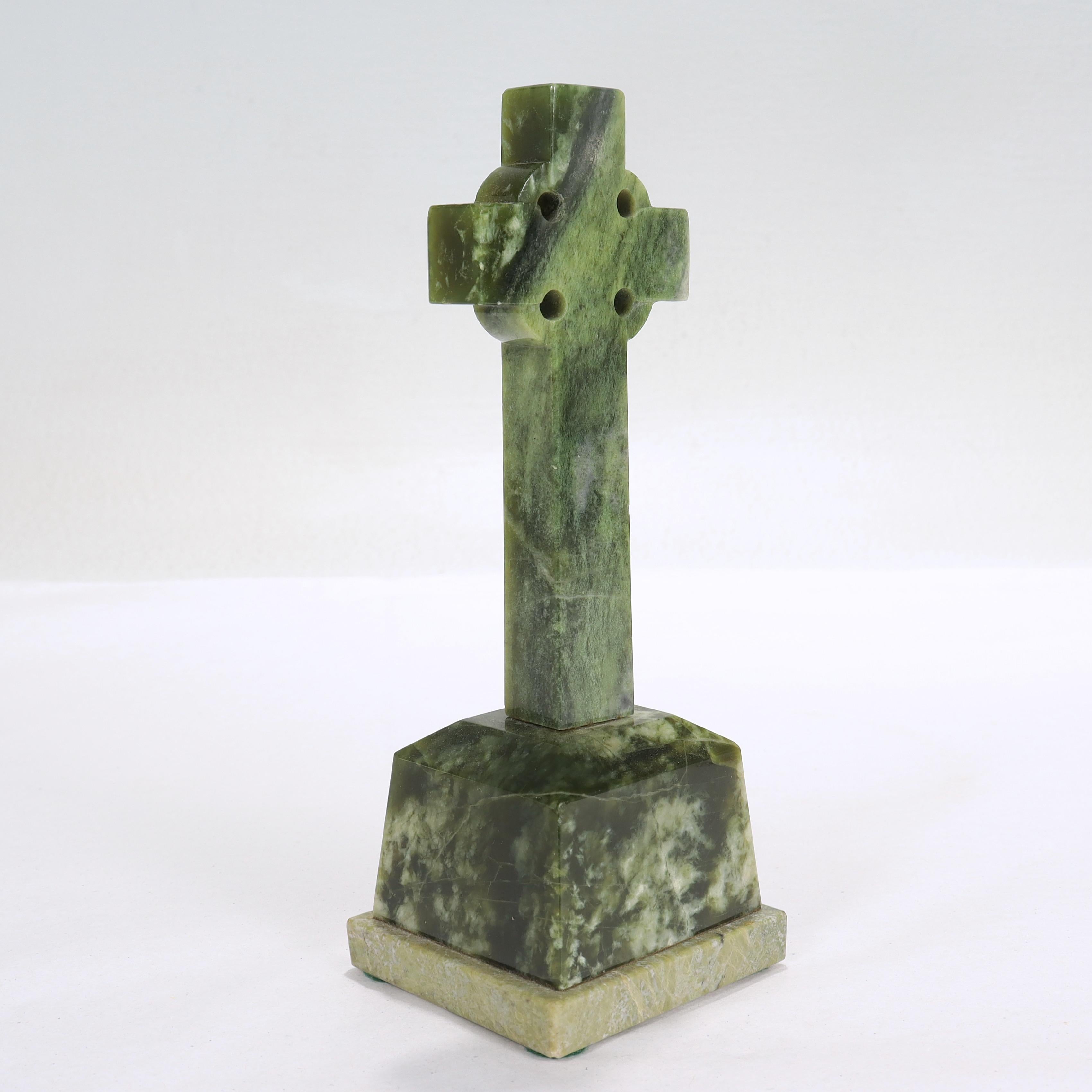 Old or Antique Carved Serpentine Hardstone Celtic Cross at 1stDibs