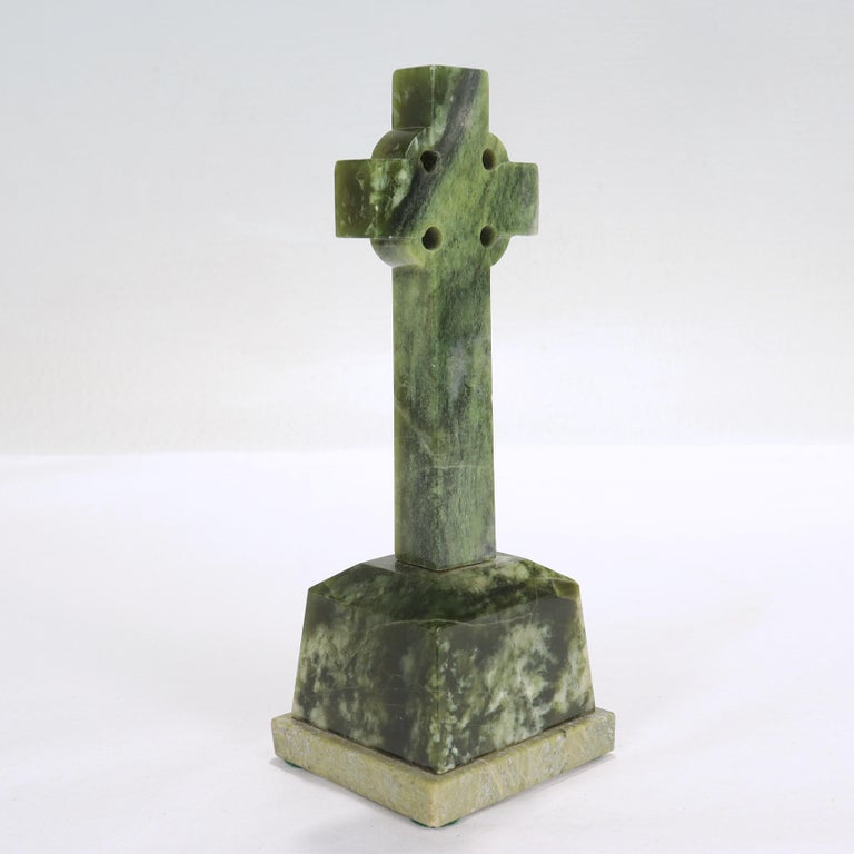Old or Antique Carved Serpentine Hardstone Celtic Cross For Sale at 1stDibs