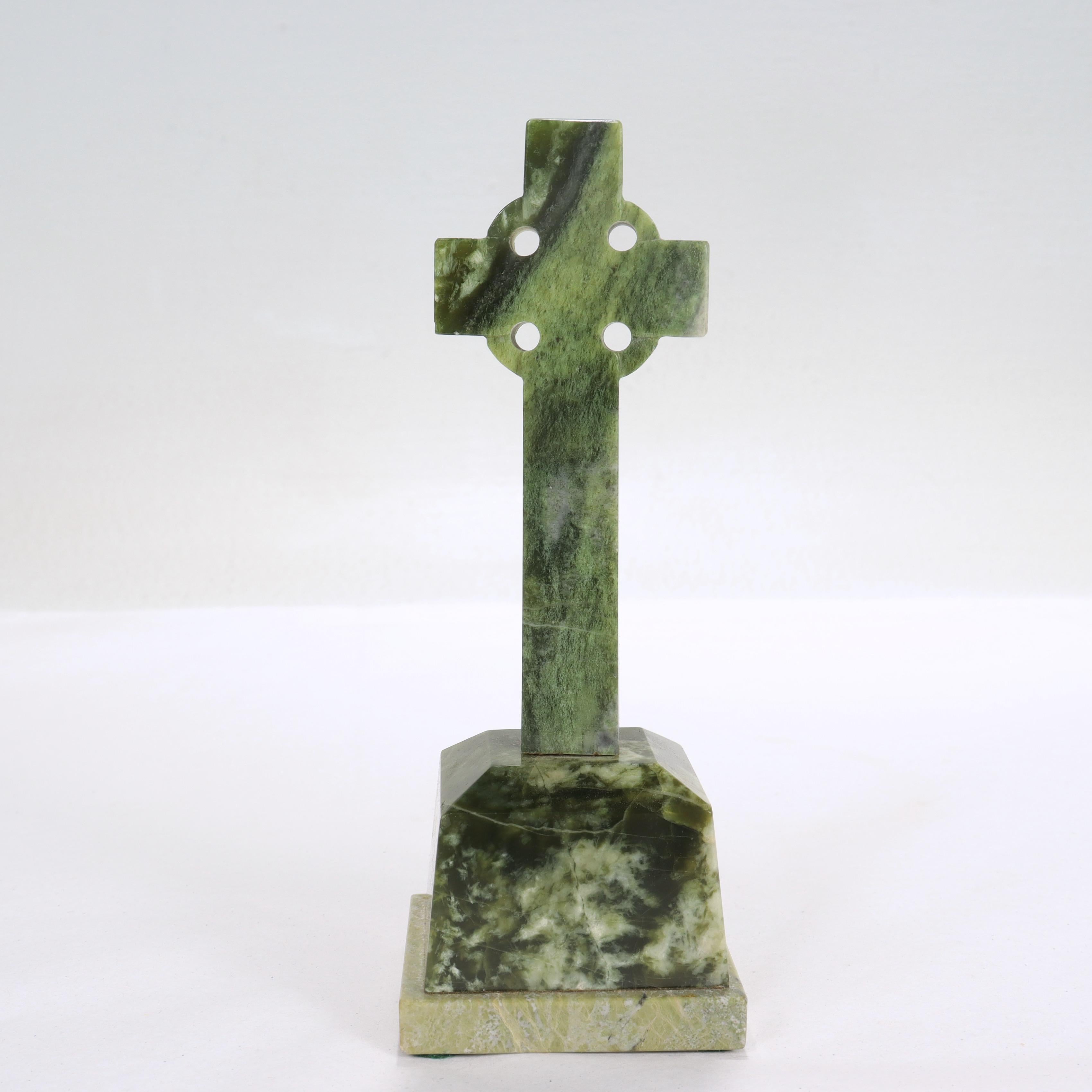 Old or Antique Carved Serpentine Hardstone Celtic Cross For Sale at 1stDibs