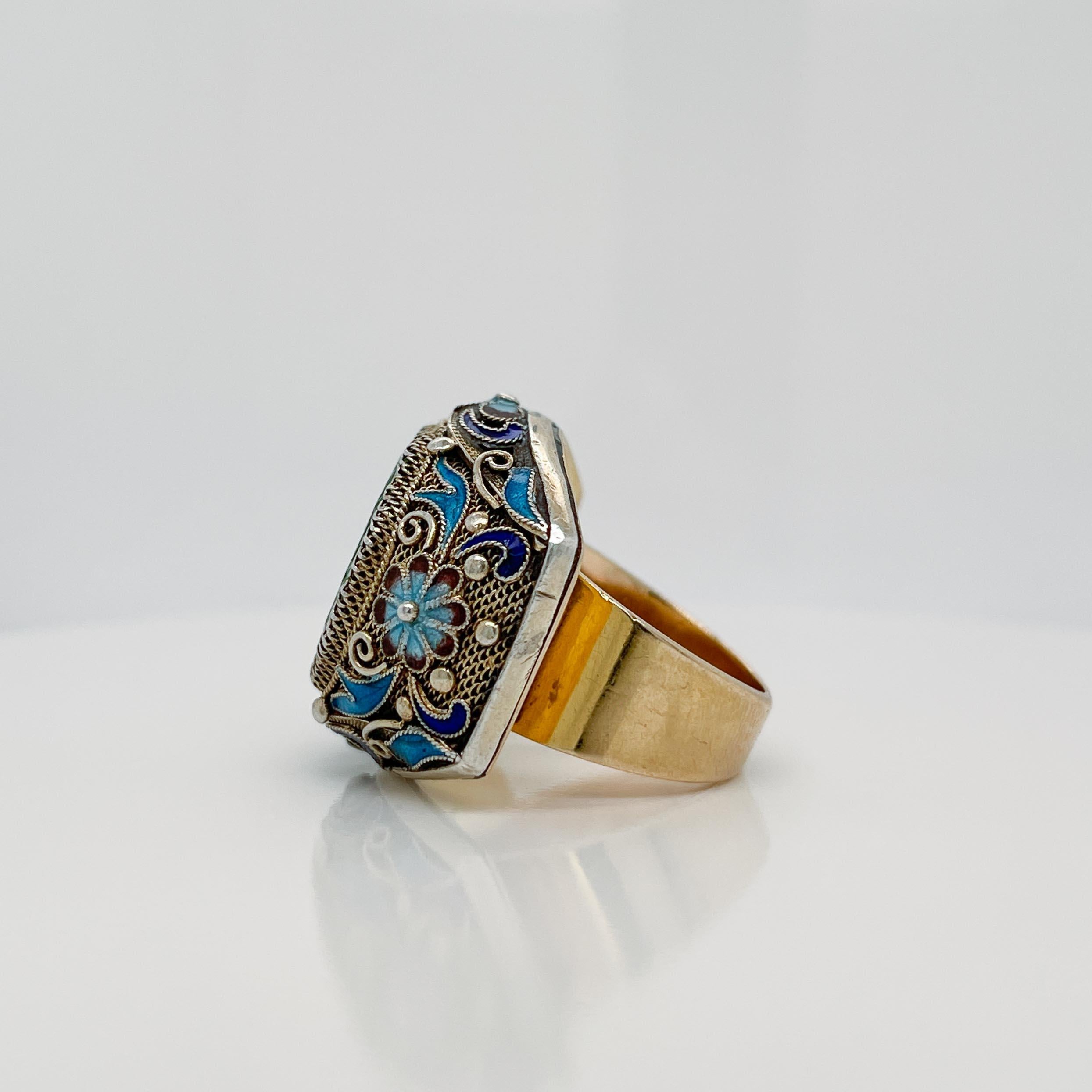 Old or Antique Chinese 14K Gold, Filigree Silver, Enamel, and Jade ...