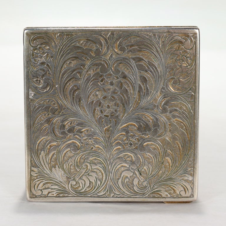 Old or Antique Italian Silver and Enamel Compact with its Original Box ...