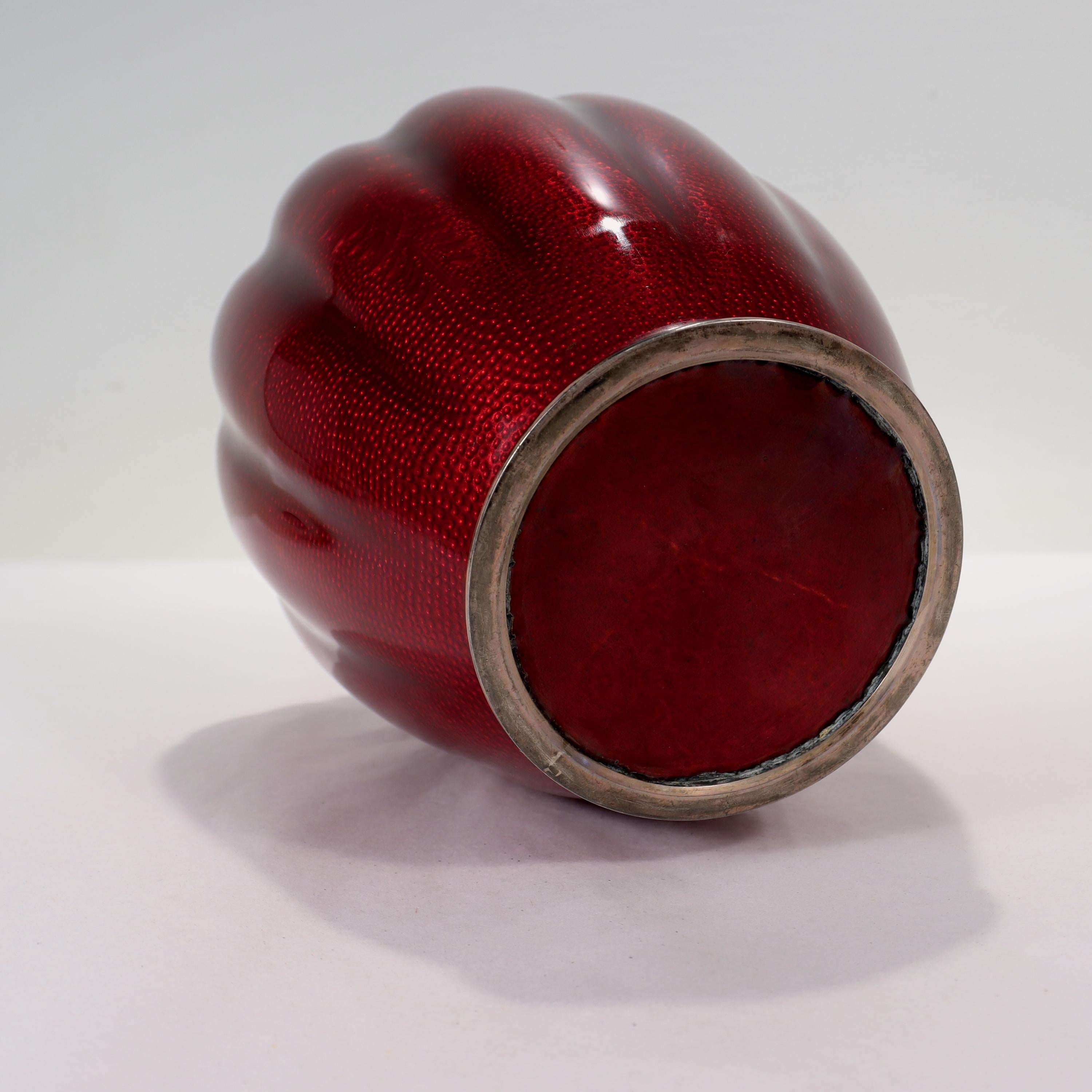 Old or Antique Japanese Pidgeon Blood Red Ginbari Cloisonne Melon Form ...