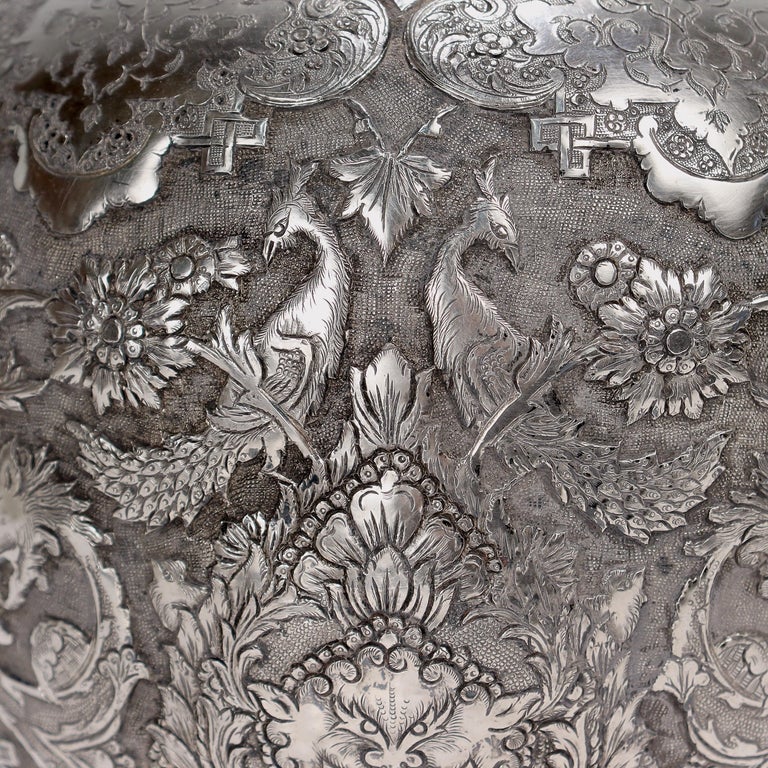 Old or Antique Signed Islamic Ottoman or Persian Repousse Silver Vase ...