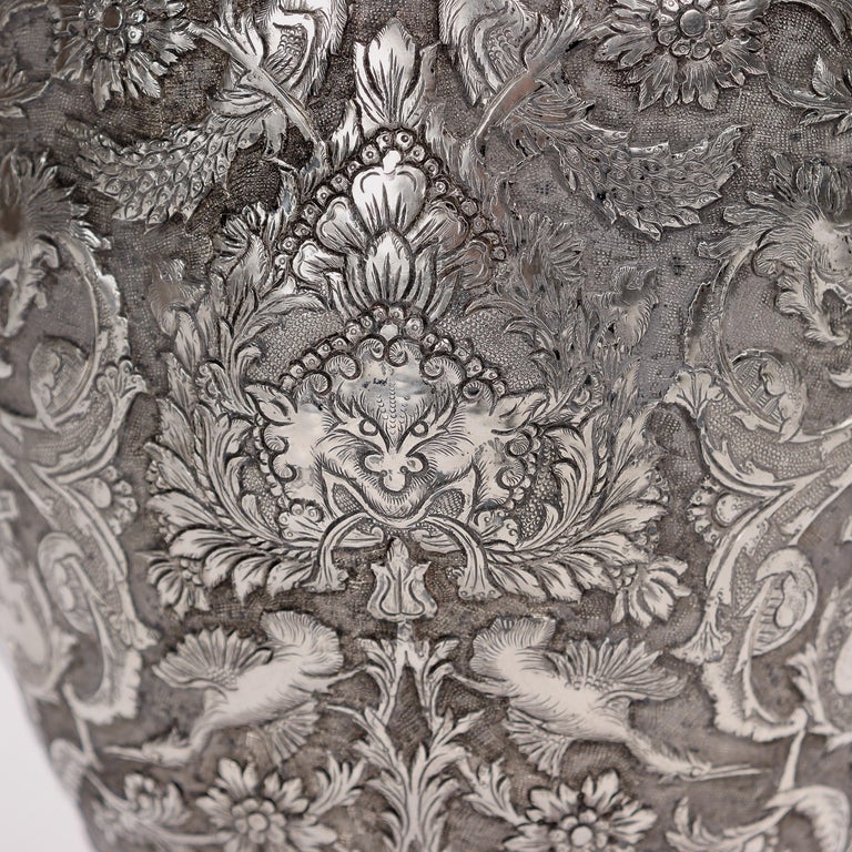 Old or Antique Signed Islamic Ottoman or Persian Repousse Silver Vase ...