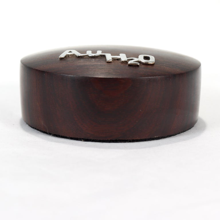Old or Antique Wood and Silver Auh2o Goldwater Family Name Paperweight ...