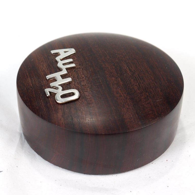 Old or Antique Wood and Silver Auh2o Goldwater Family Name Paperweight ...