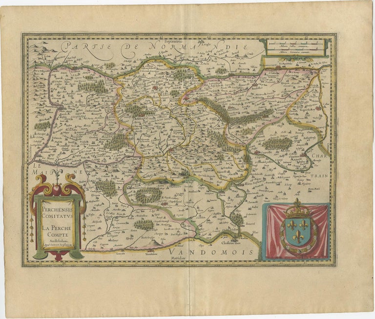 Old Original Handcoloured Map of the Former Province of Perche, France ...