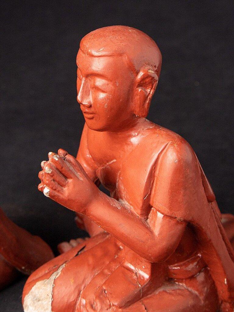 Old pair of monk statues from Burma For Sale at 1stDibs