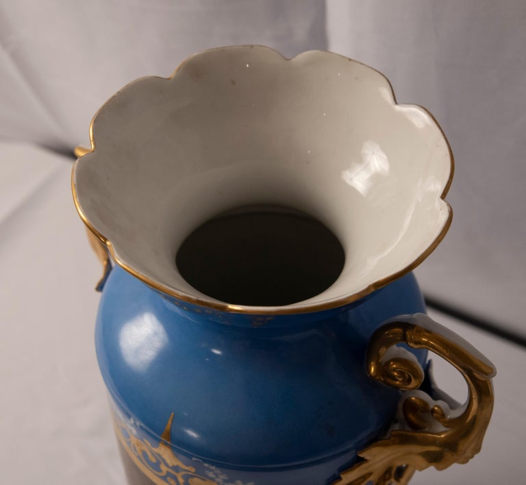 Old Paris Sevres Blue Porcelain Vase at 1stDibs