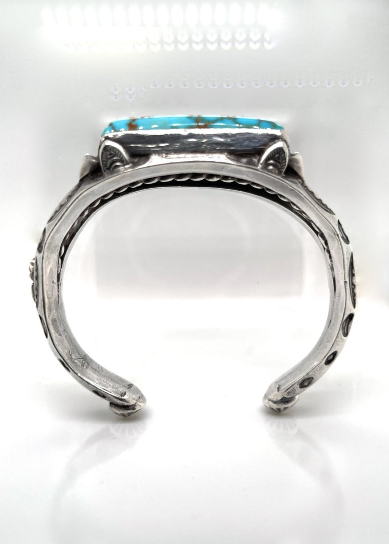 Old Pawn Navajo Native American Silver and Matrix Turquoise Cuff ...