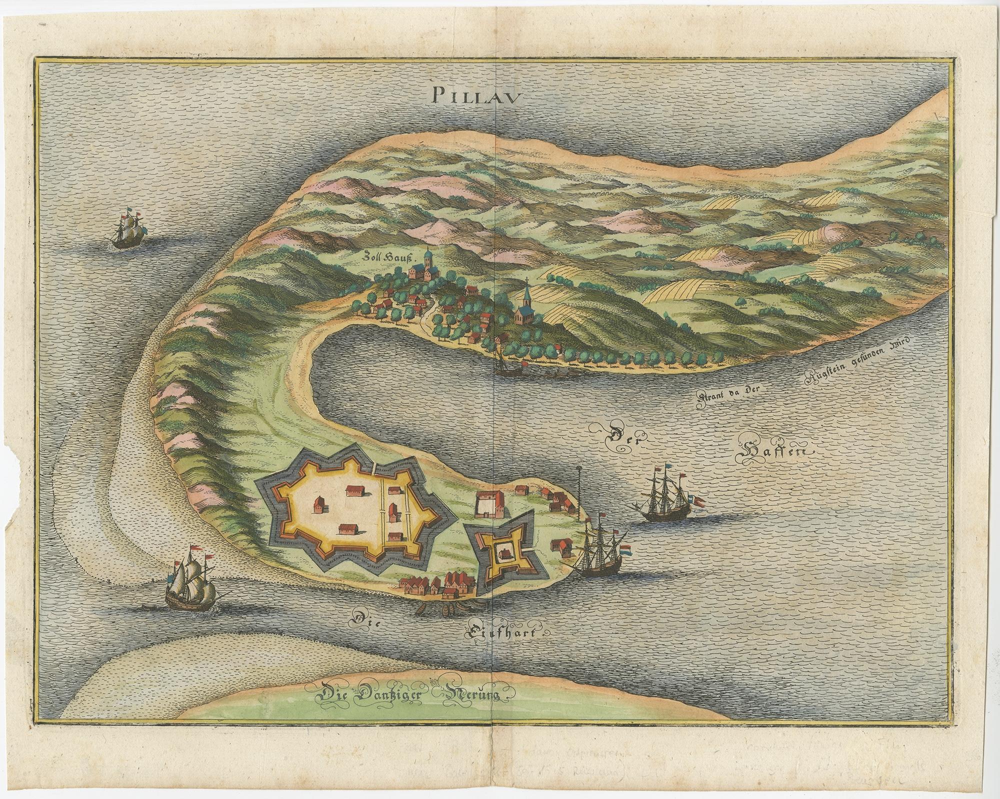 Old Print of Baltiysk or Pillau, a Seaport Town Near Kaliningrad ...