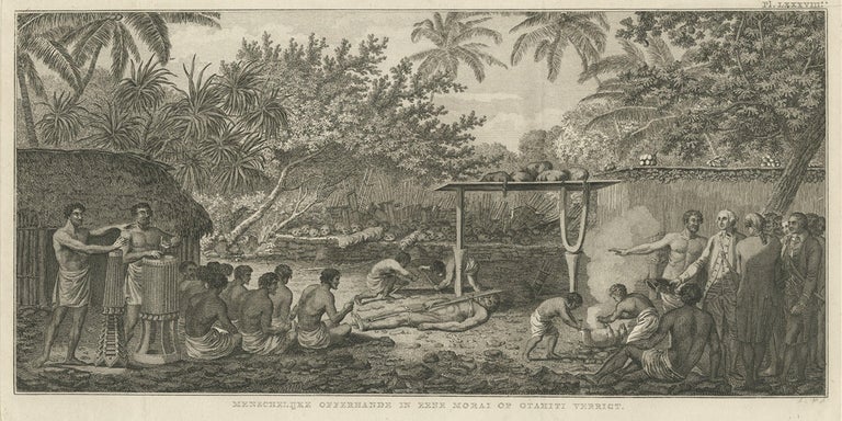 Old Print of Captain Cook Witnessing a Human Sacrifice, in a Morai ...
