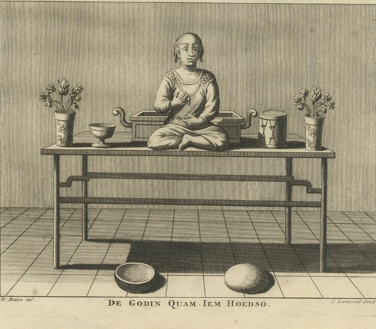 Old Print of Female Deities of Chinese Buddhism, Quanteja and Quam Iem ...