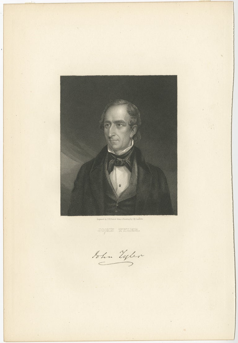 Old Print of John Tyler, the Tenth President of the United States, ca ...