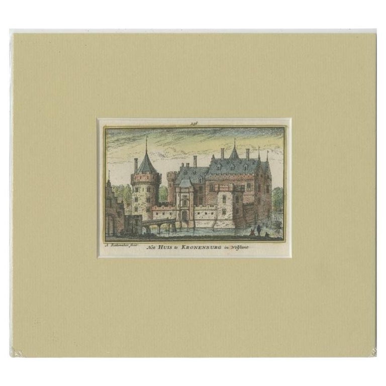 Old Print of Kronenburg Castle Near Loenen, Utrecht, Holland, 1730 For ...