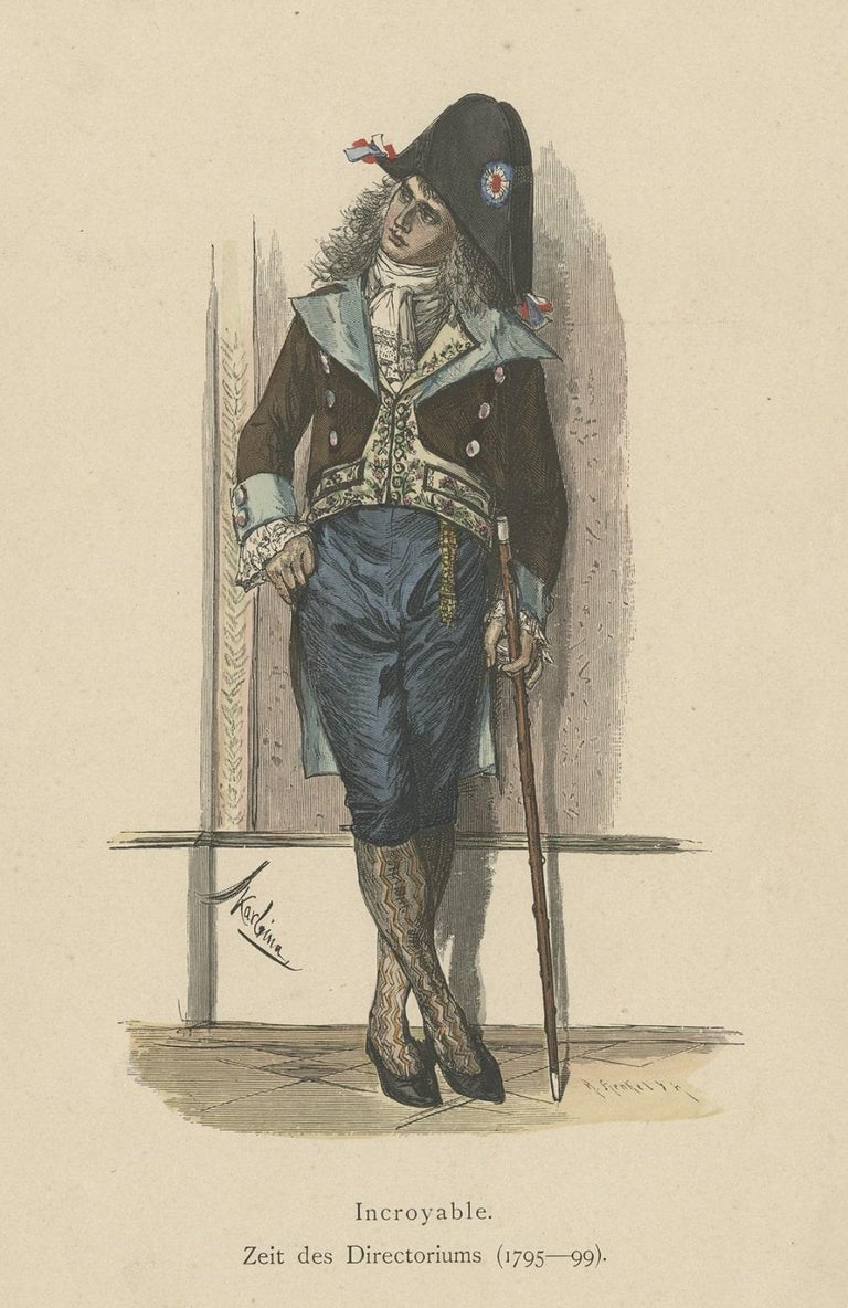 Old Print Showing a Costume of Post-Revolutionary France, ca.1880 For ...