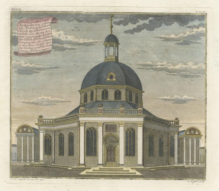 Old Print with a View of the Dutch Church in Batavia 'Jakarta ...
