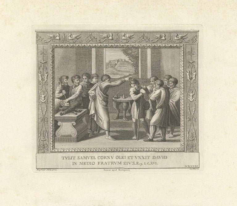 Old Religion Engraving of the Consecration of David and of David and ...