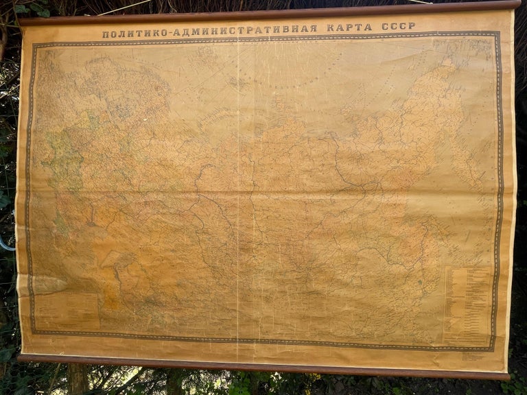 Old Russian Cccp Map, Ussr Schoolmap, 1960 Sovjet Union Russian, Cold ...