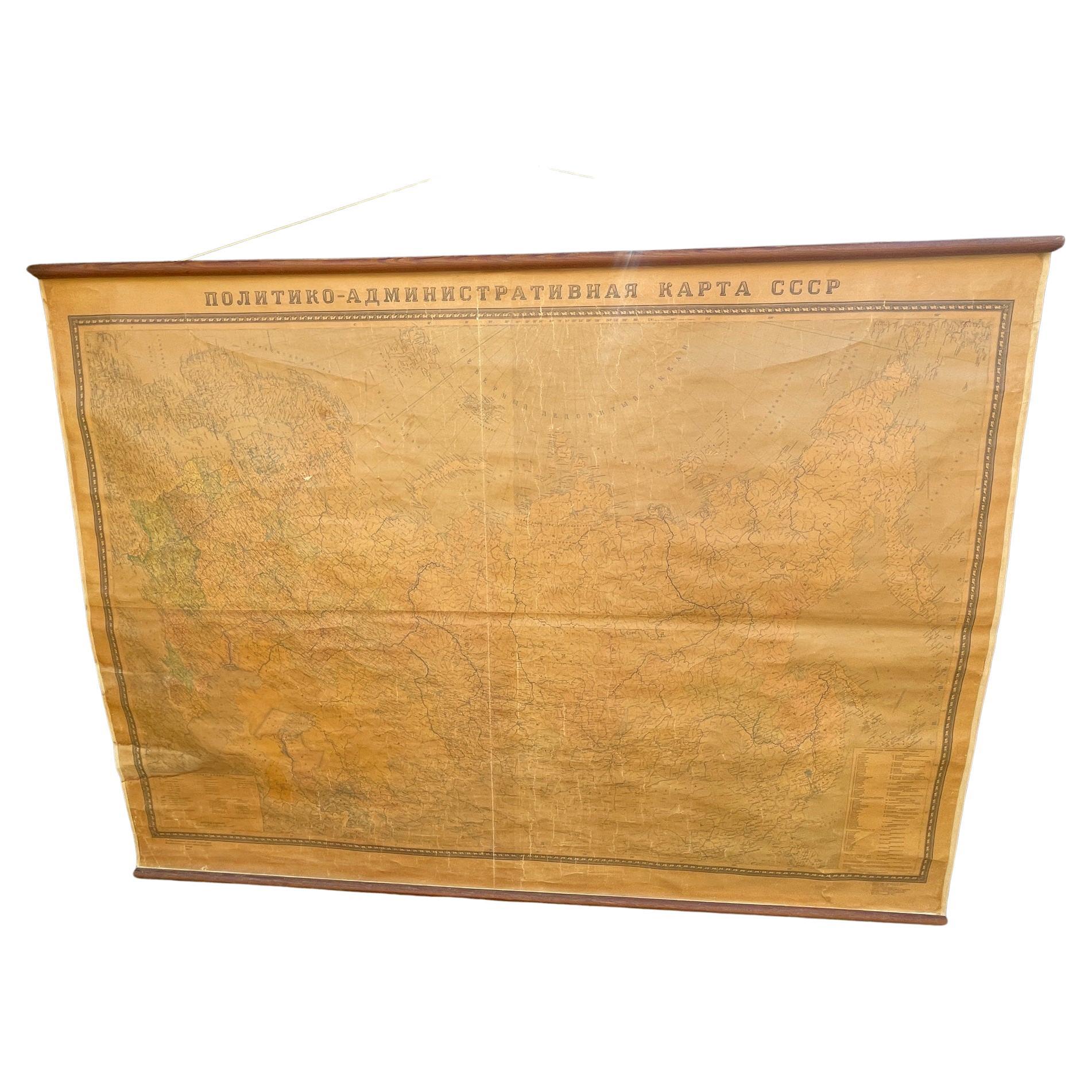 Old Russian Cccp Map, Ussr Schoolmap, 1960 Sovjet Union Russian, Cold ...