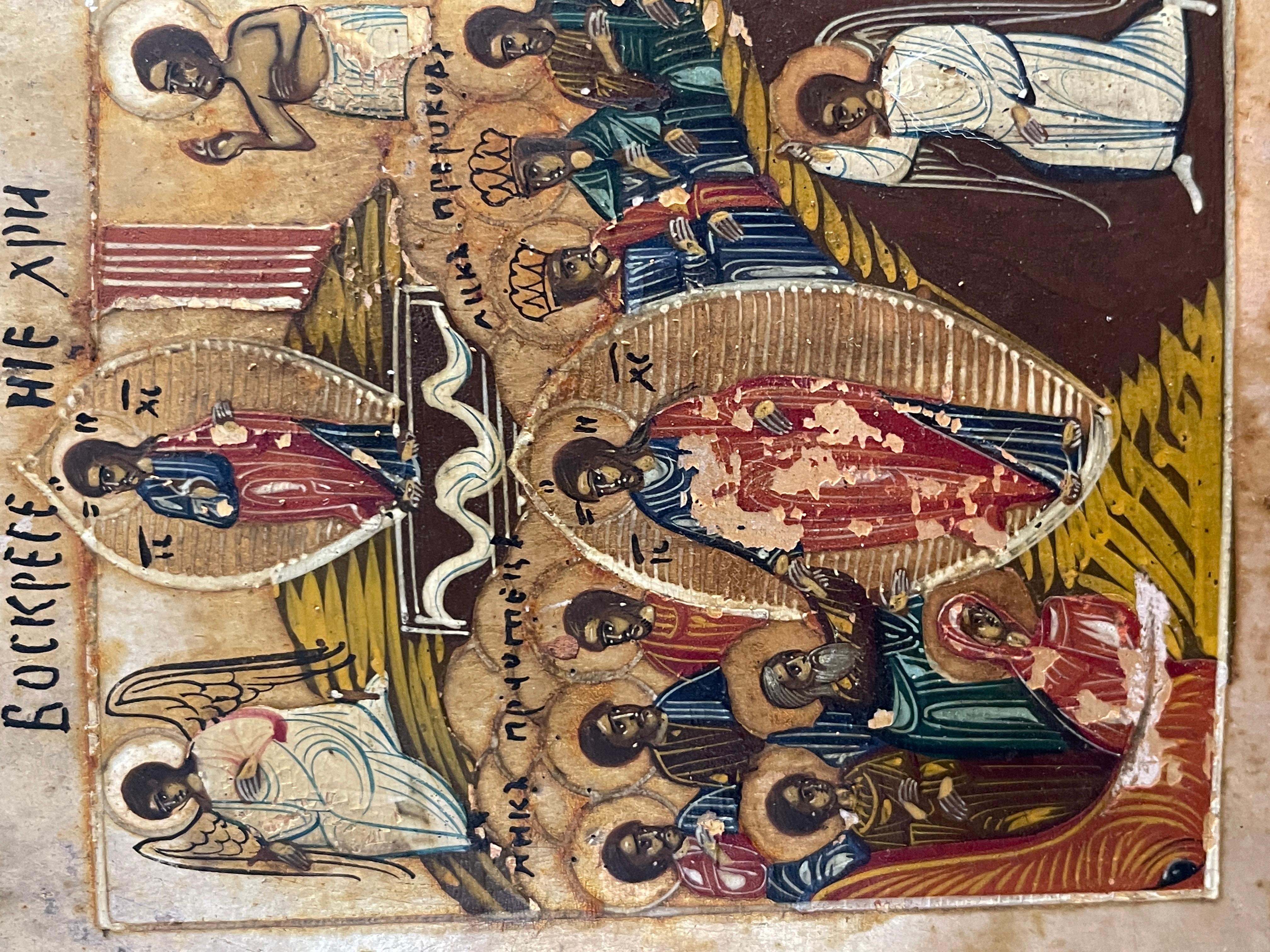 Old Russian Icon, the 12 Stations Up to the Resurrection of Christ For Sale at 1stDibs