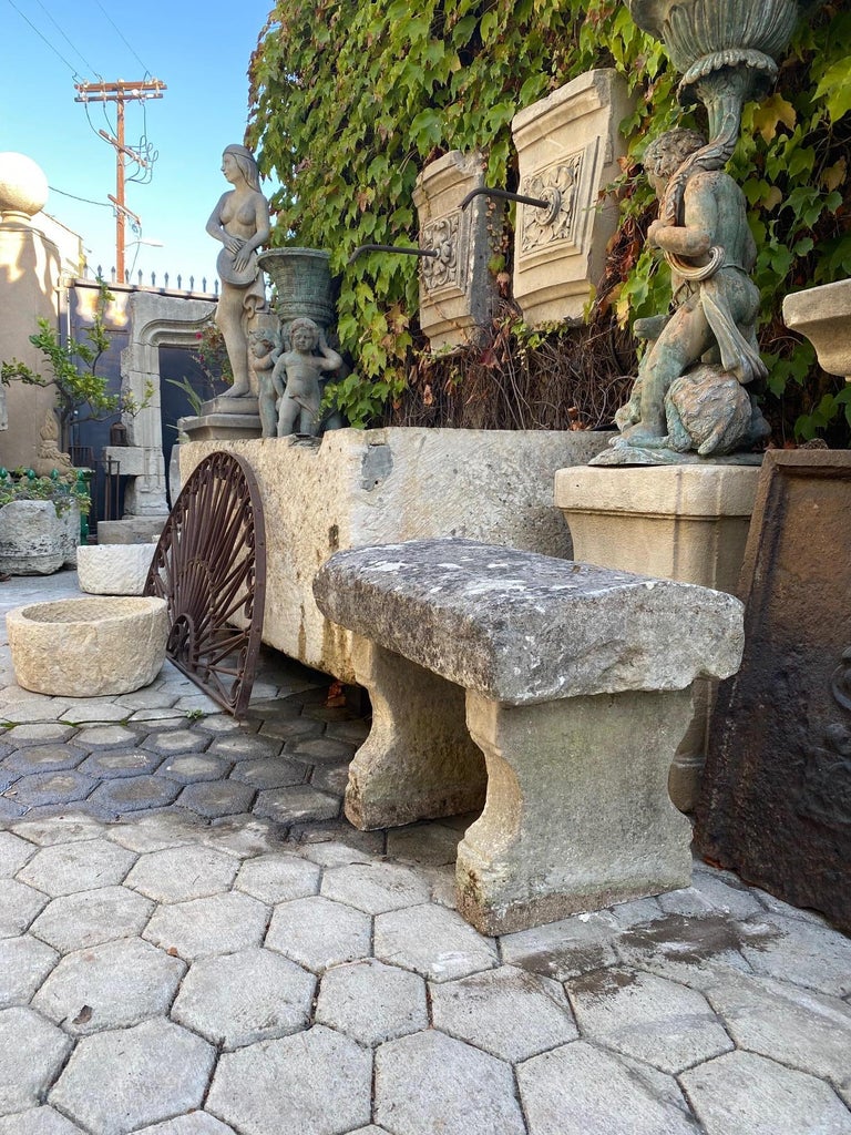 Old Rustic Hand Carved Stone Garden Bench Seat Decorative Element ...