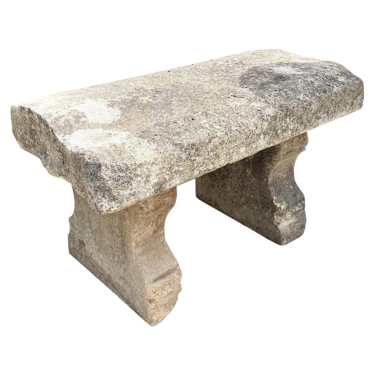 Old Rustic Hand Carved Stone Garden Bench Seat Decorative Element ...