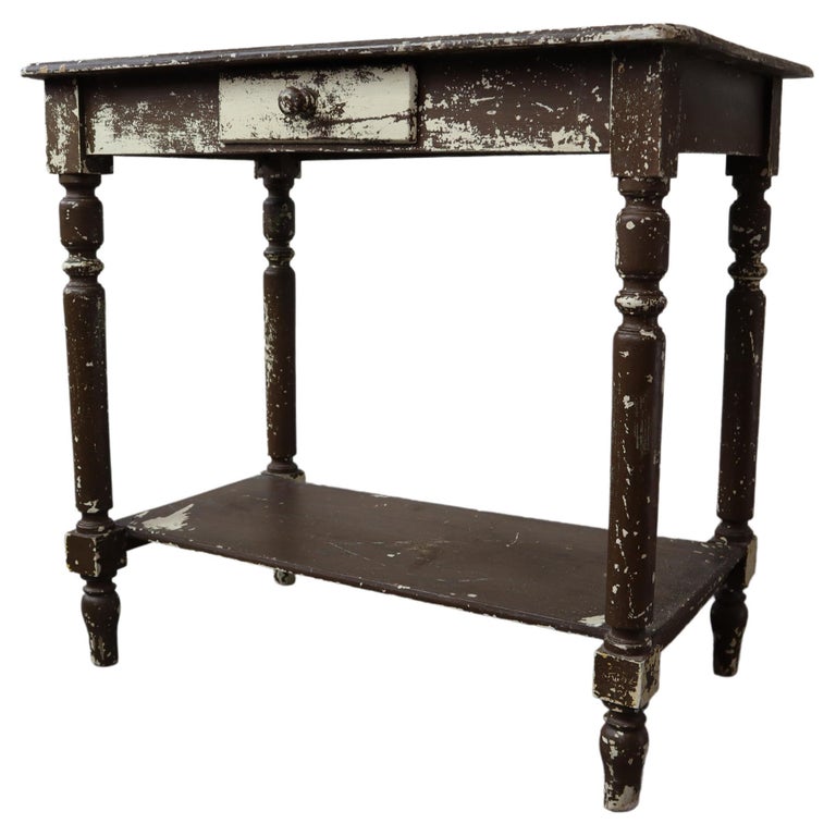 Old Rustic Weathered Side Table with Drawer For Sale at 1stDibs