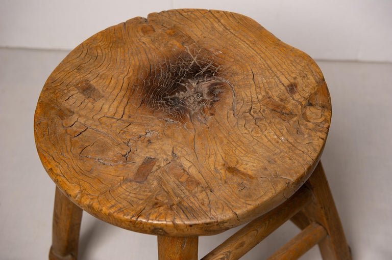 Old Wooden Stool in "Wabi-Sabi" Condition For Sale at 1stDibs