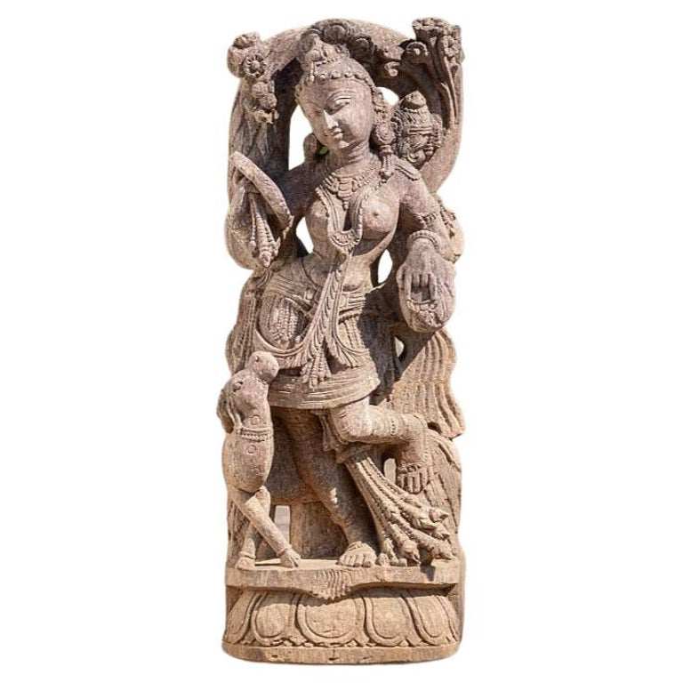 Old Sandstone Apsara Lady Statue from India For Sale at 1stDibs