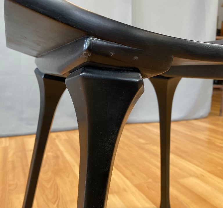 Old School Glam Black Wooden Stool circa 1940s/50s For Sale at 1stDibs