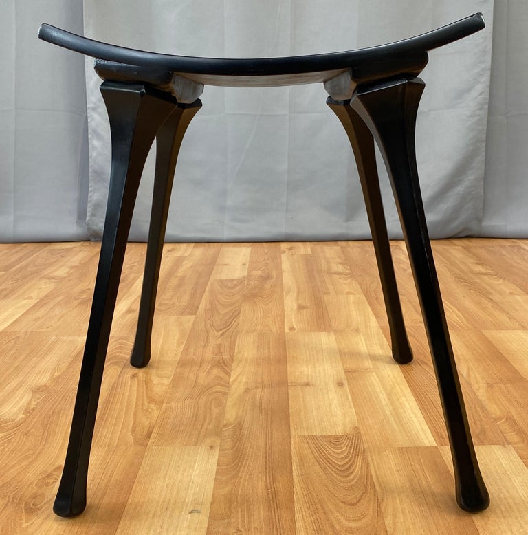 Old School Glam Black Wooden Stool circa 1940s/50s For Sale at 1stDibs