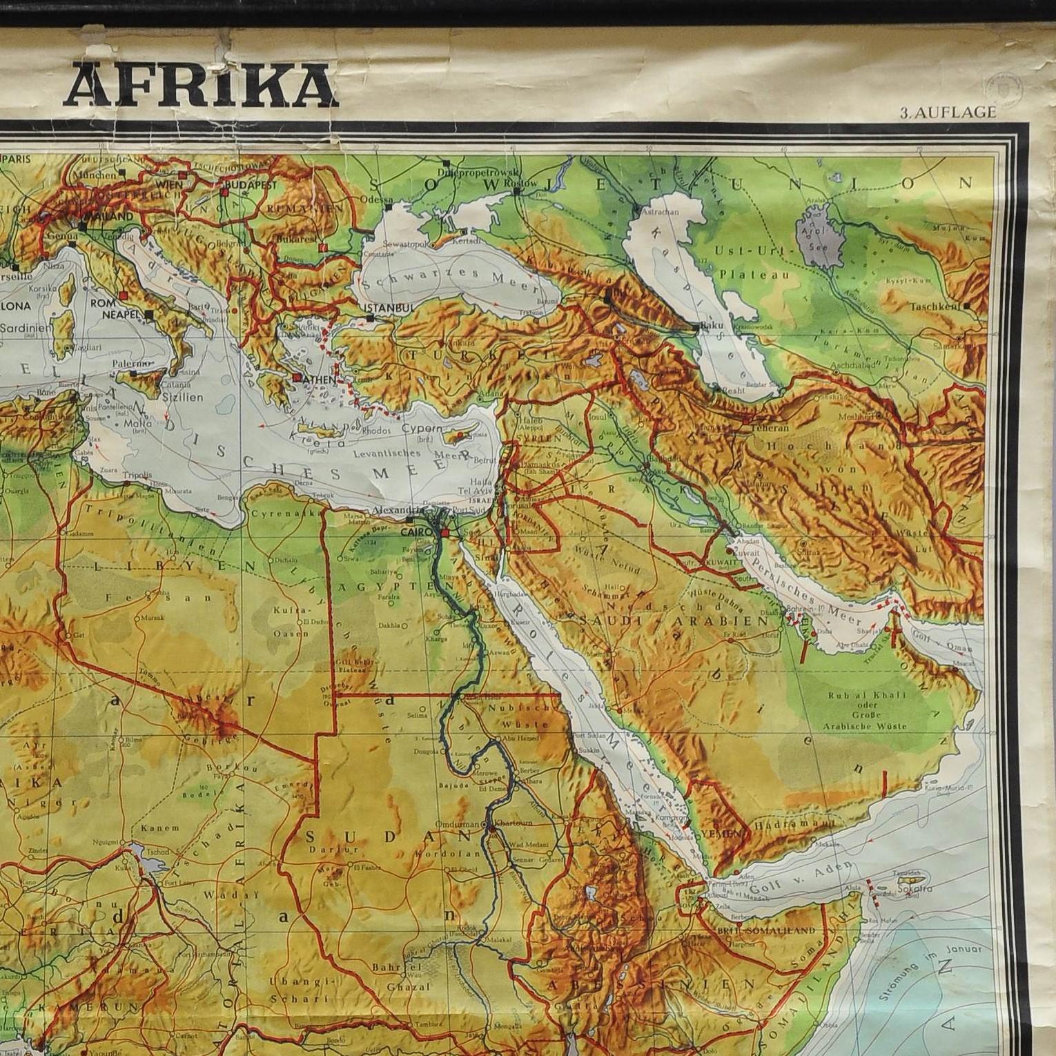 Old School Map Pull-Down Wall Chart Africa Continent Print Poster For ...