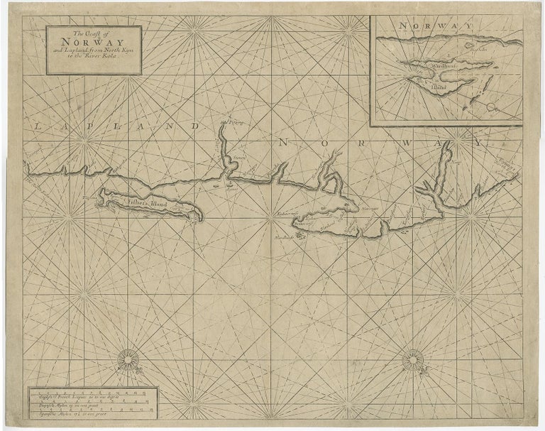 Old Sea Chart of Northern Norway, also depicting Part of Lapland and ...