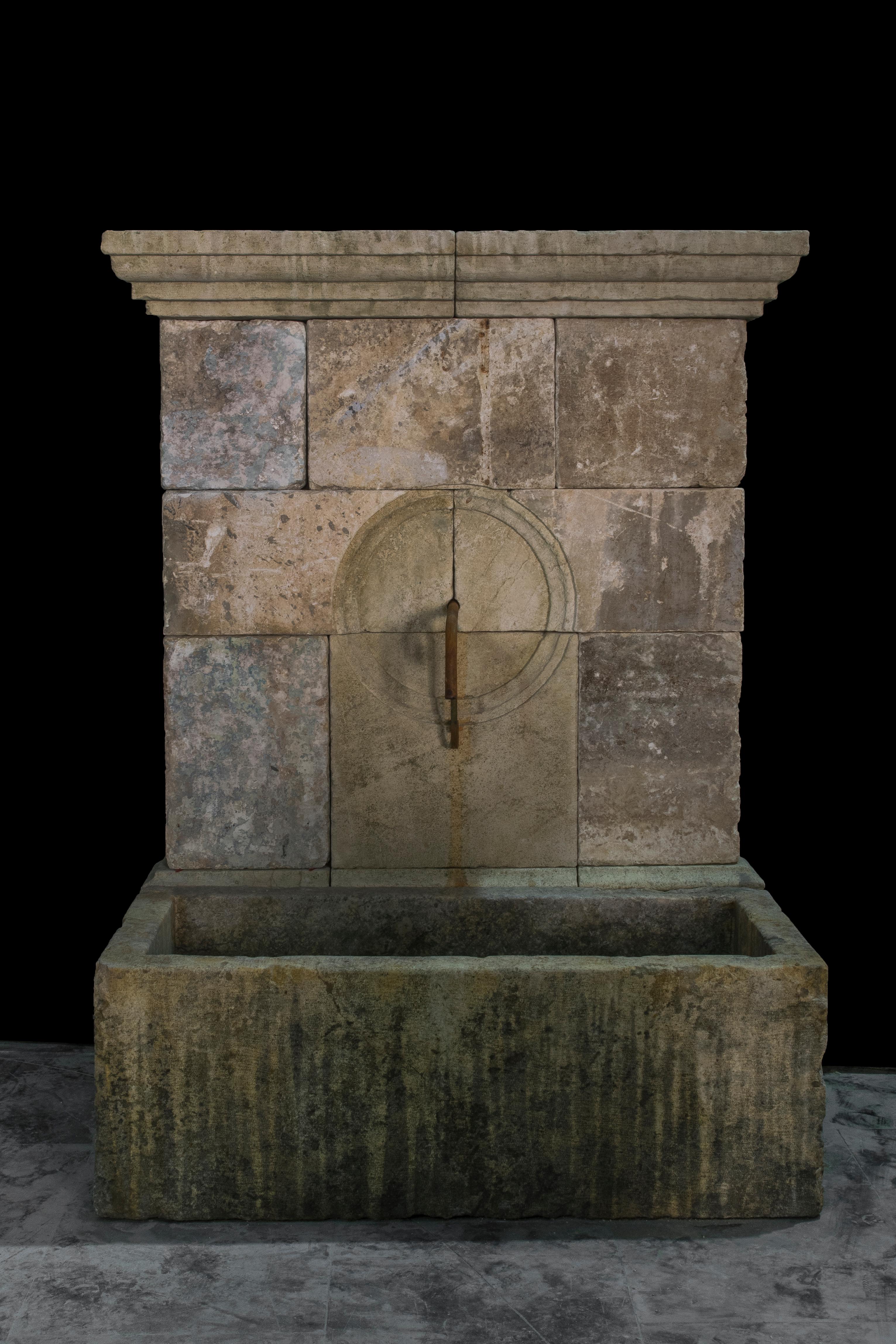 Old Stone Fountain - Limestone Wall Fountain - Antique Garden Fountain ...