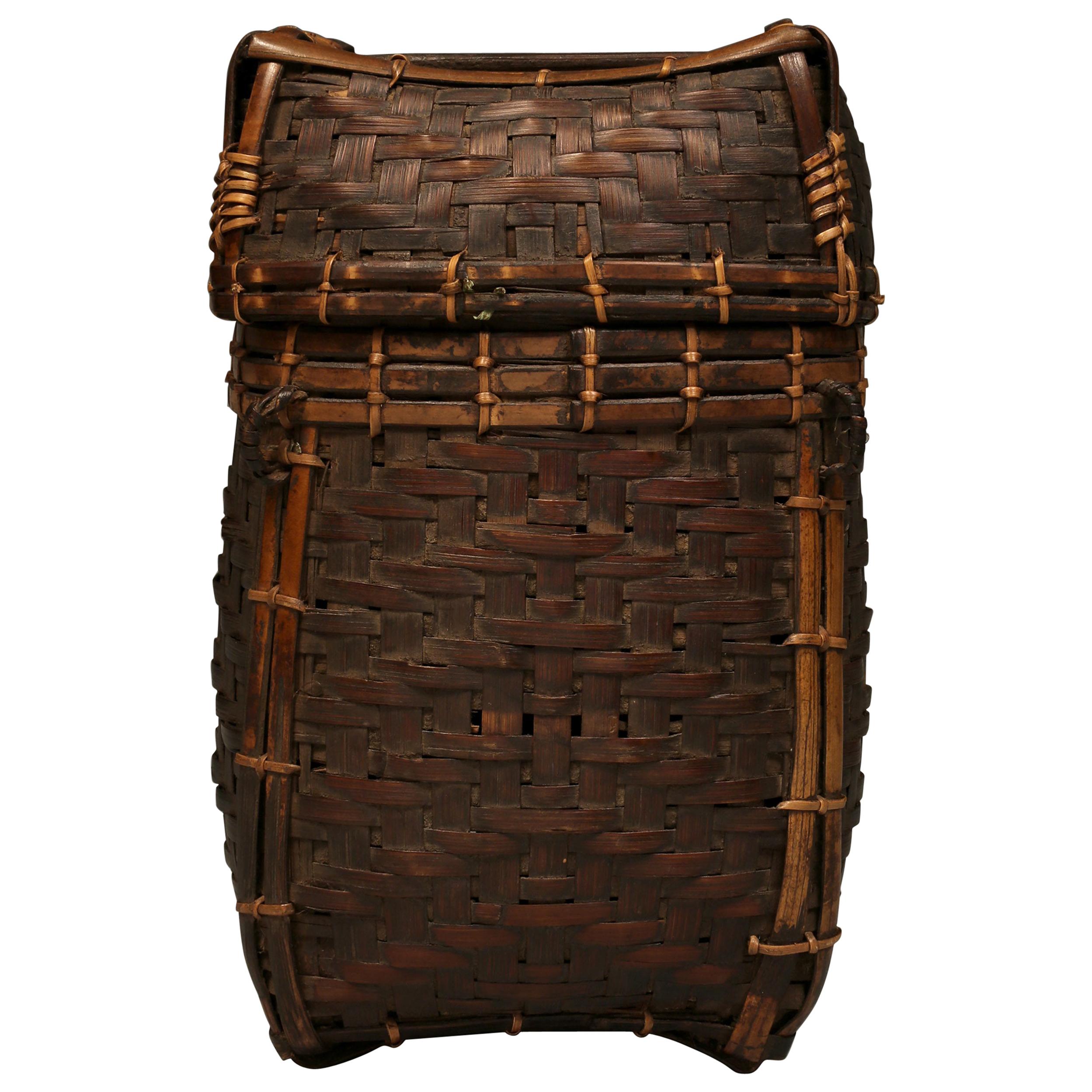 Vintage Ethiopian Handwoven Harari Grass Basket For Sale at 1stDibs