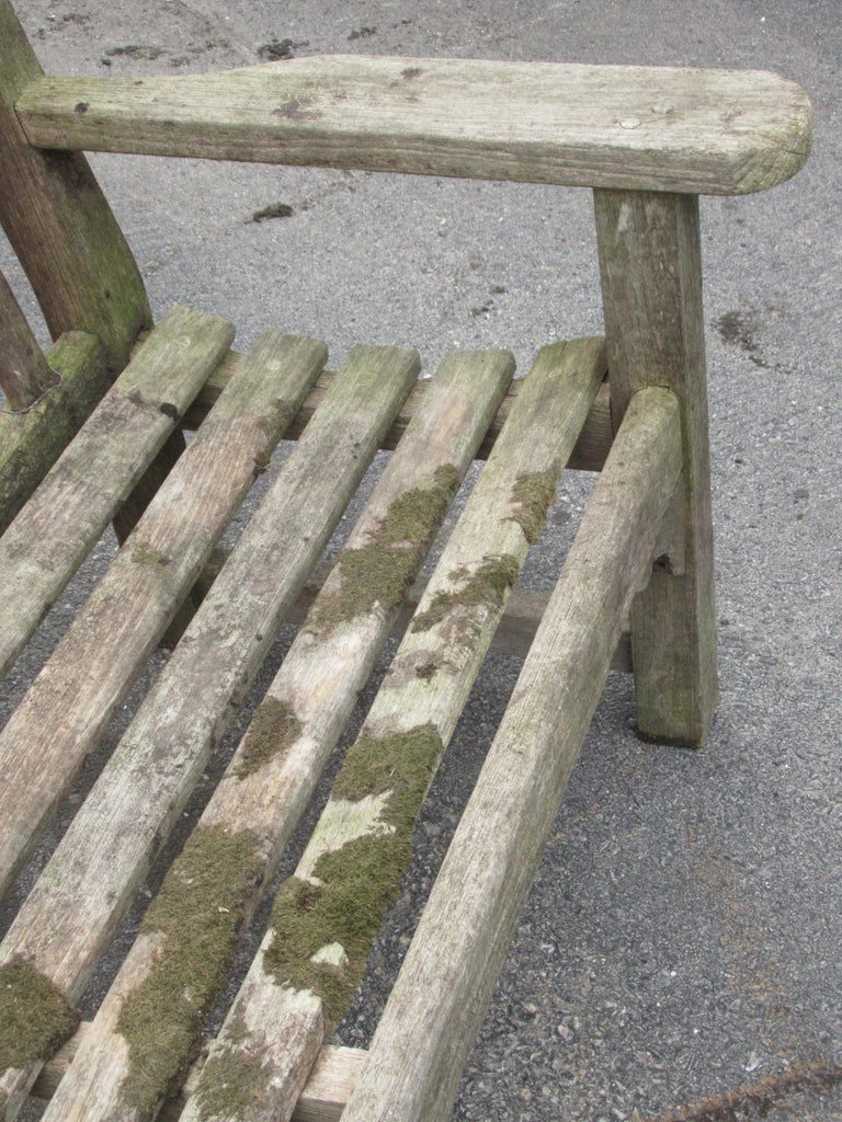 Old Weathered Teak Slat Back Long Garden Bench at 1stDibs | weathered ...