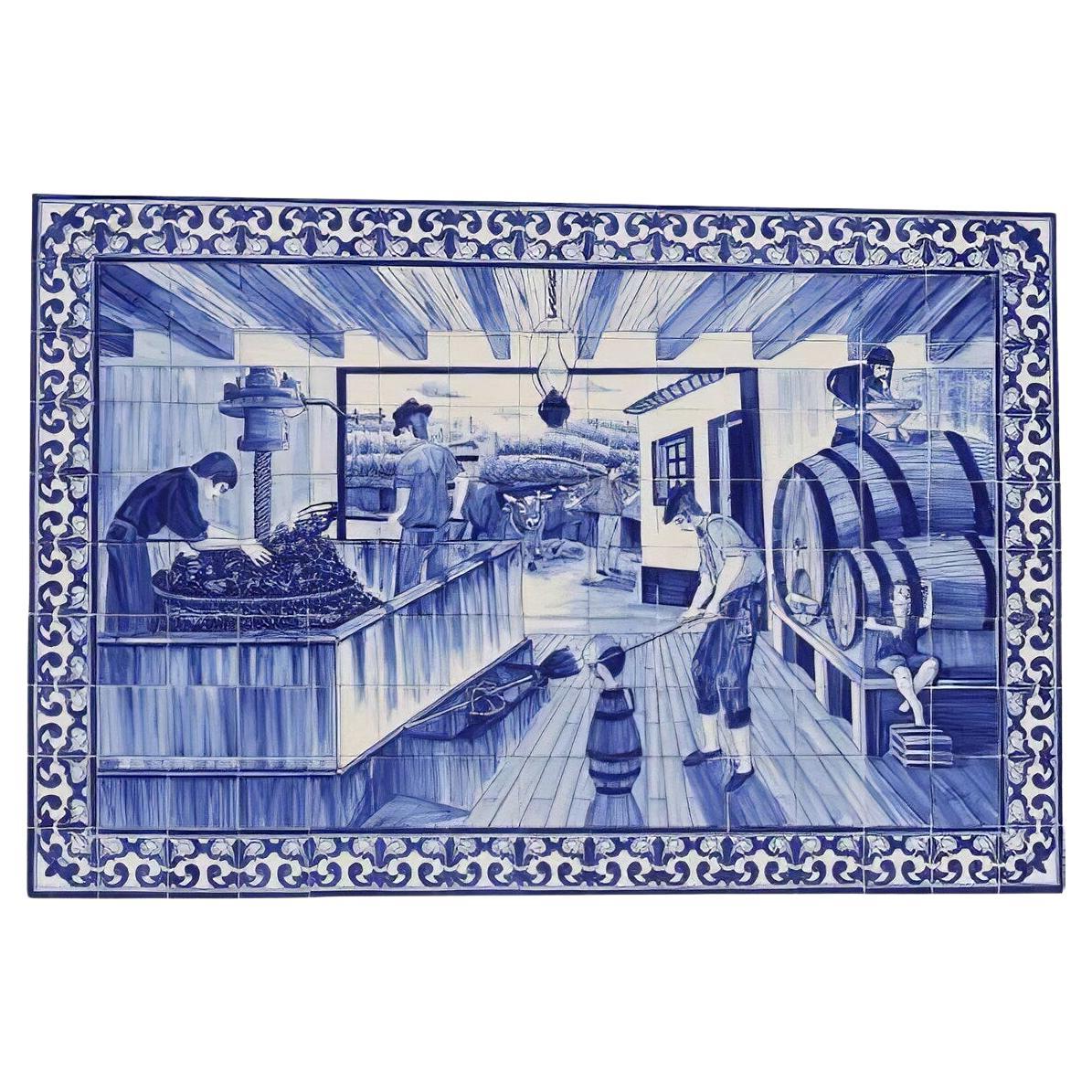 God of Wine Tile Mural in Pure Clay and Fine Ceramic For Sale at 1stDibs