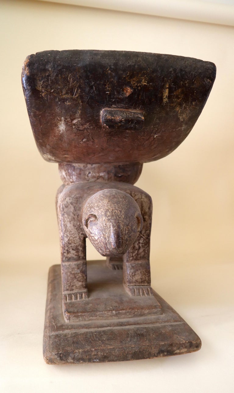 Old Wood Stool Akan Ashanti Fante Ghana Leopard Base For Sale at 1stDibs