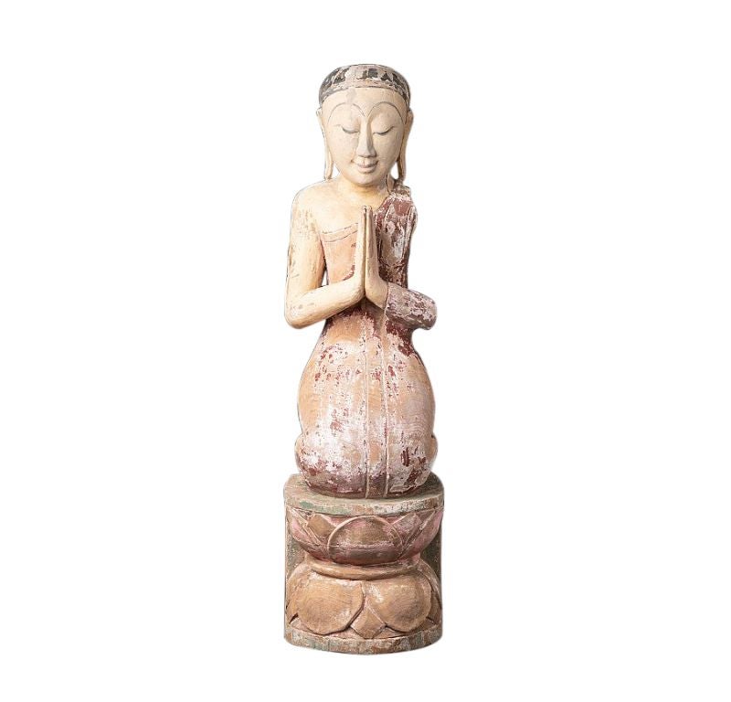 Pair of Old Burmese Monk Statues from Burma For Sale at 1stDibs