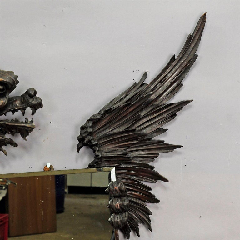 Old Wooden Carved Mystical Dragon Mirror at 1stDibs